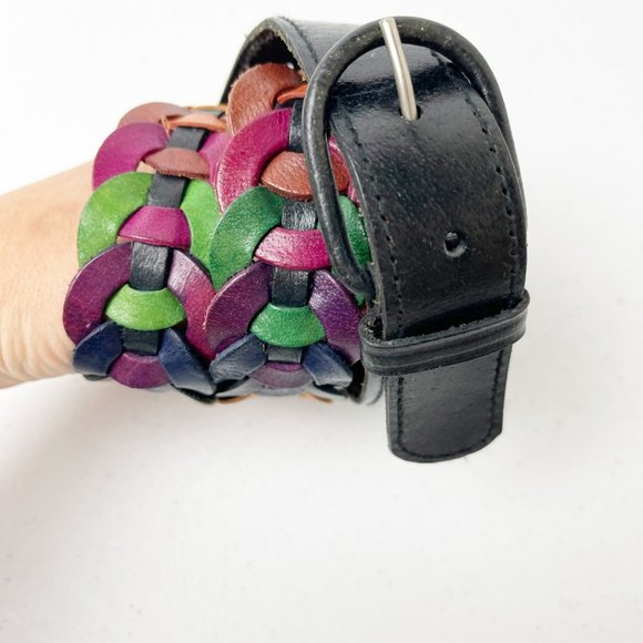 Unknown | Accessories | Vintage Colorful Art To Wear Linked Leather ...